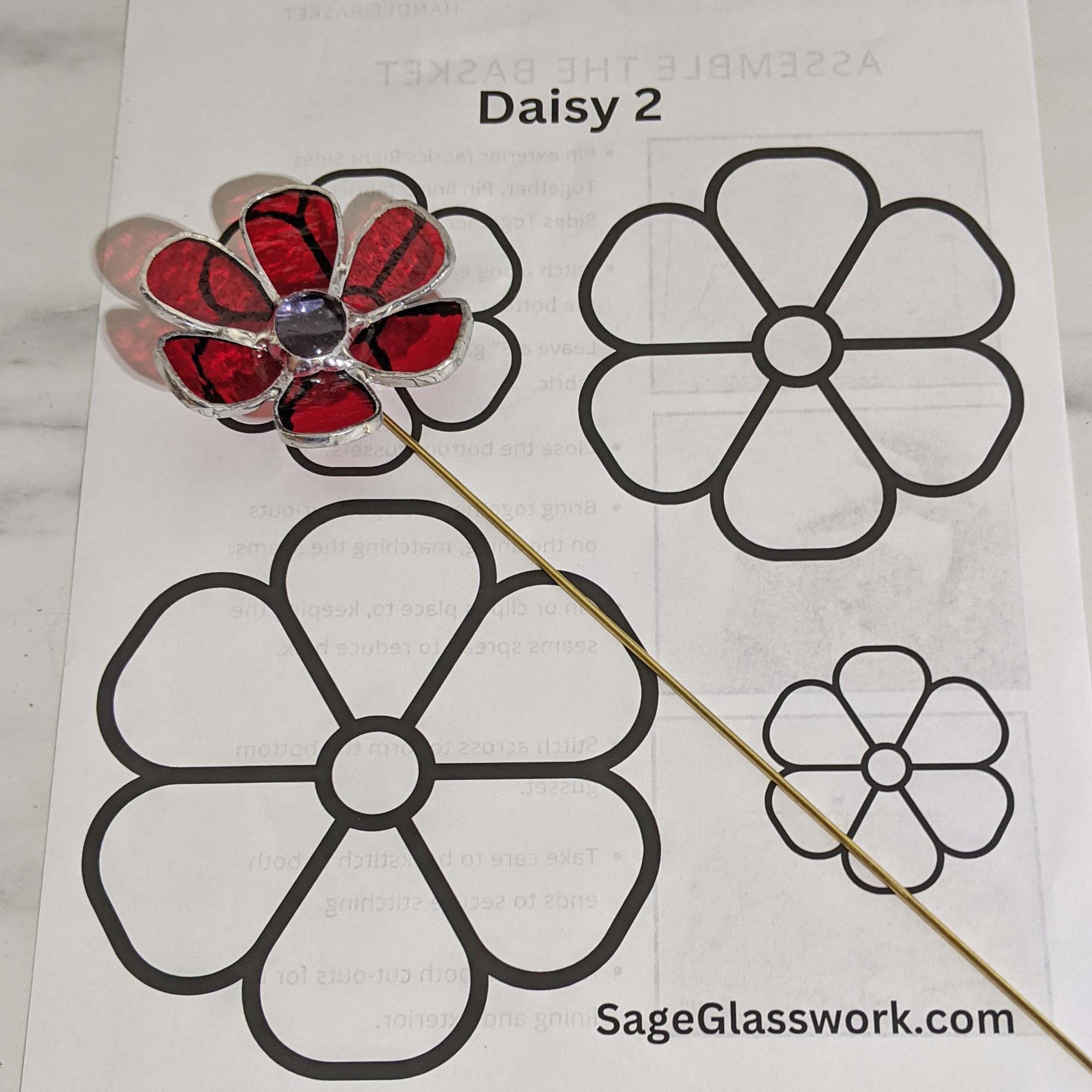 Narrow Daisy Flower Stained Glass PATTERN – Sage Glasswork