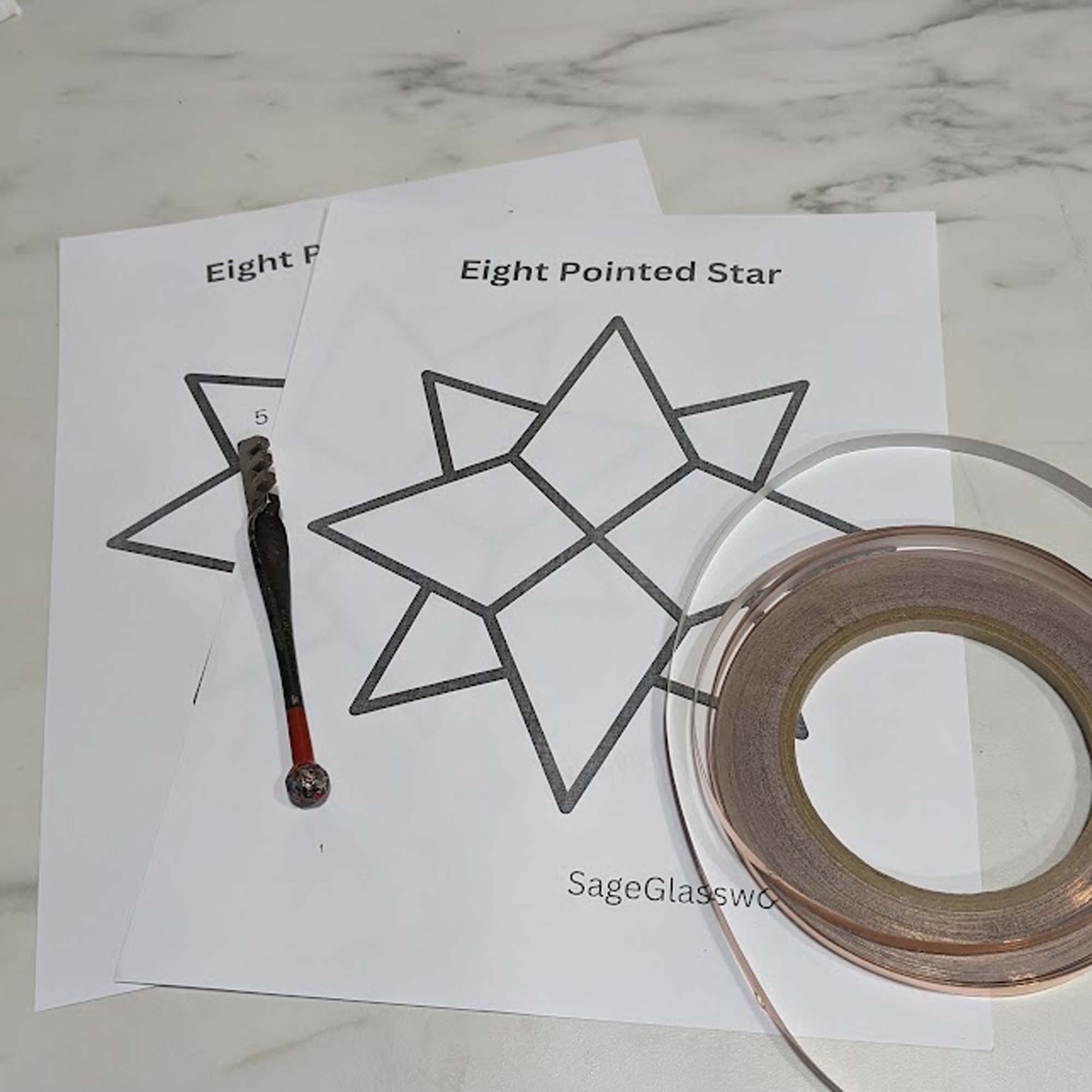 8 Pointed Star Stained Glass PATTERN – Sage Glasswork